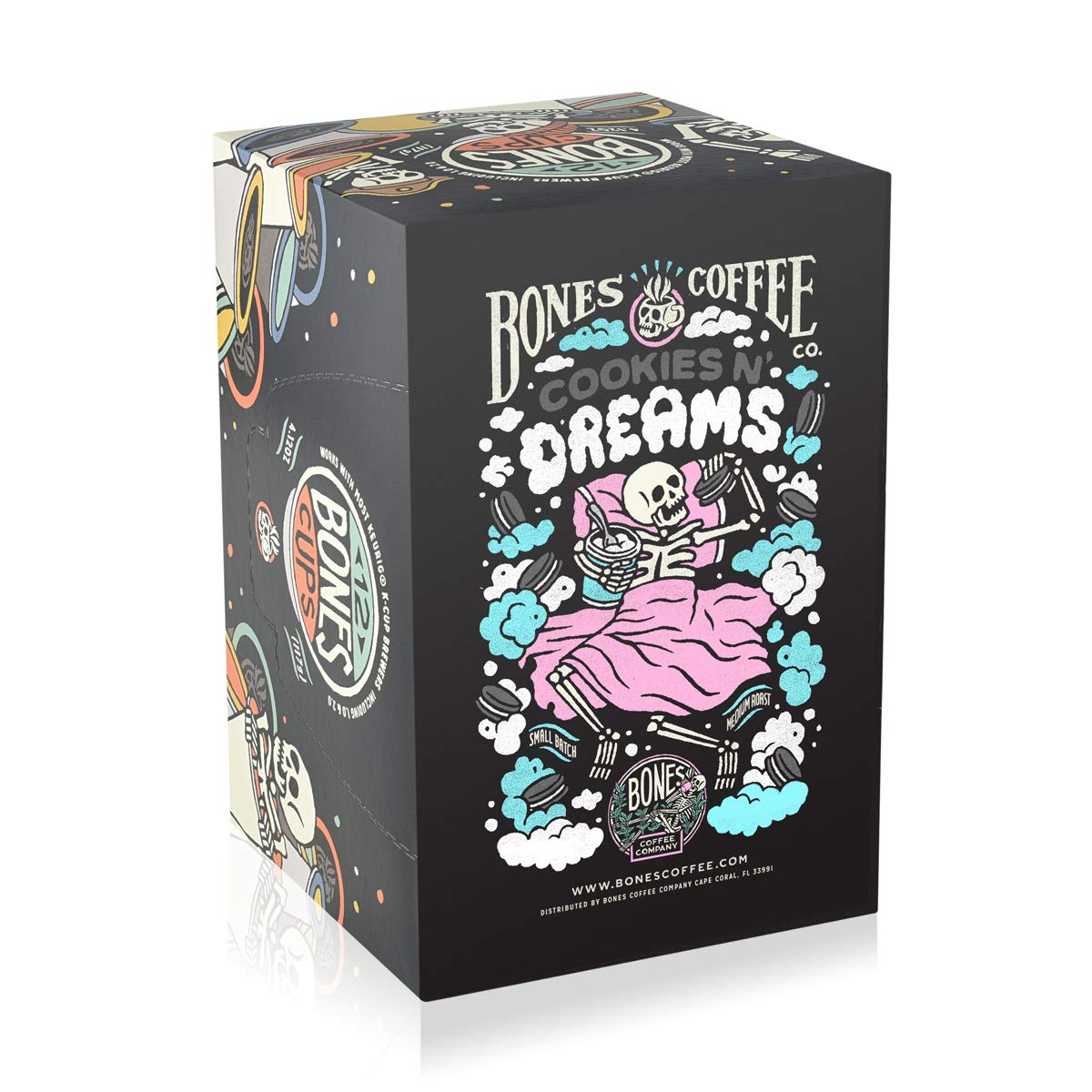 Bones Coffee Company Flavored Coffee Bones Cups Cookies 'N Dreams | 12ct Single-Serve Coffee Pods Compatible With 1.0 & 2.0 Keurig Coffee Maker | Chocolate Cookie & Vanilla Ice Cream Coffee Flavor