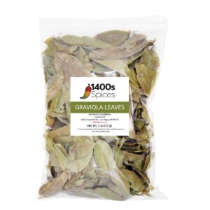 2oz dried soursop tea leaves, graviola loose leaf herbal tea dried, hojas de guanabana seca by 1400s spices