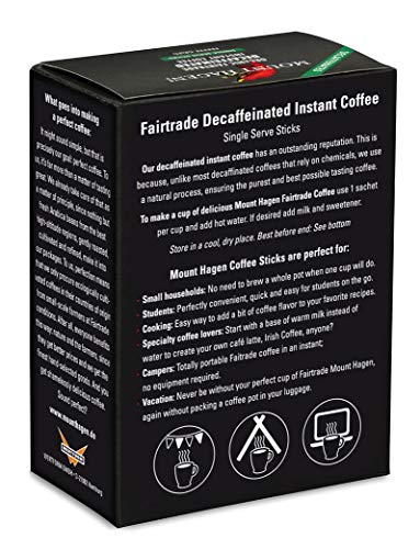 Mount Hagen 25 Count Single Serve Instant Decaf Coffee Packets - 2 Pack | Decaffeinated Organic Medium Roast Arabica Beans | Eco-friendly, Fair-Trade [2 x 25 sticks/1.76oz/50g]