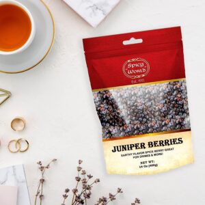 Spicy World Juniper Berries Whole 14 Ounce Bag- Pure - Great for Cooking, Drinks, Tea & More!