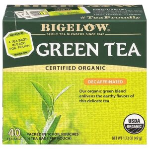 bigelow tea organic decaffeinated green tea, 40 count (pack of 6), 240 total tea bags