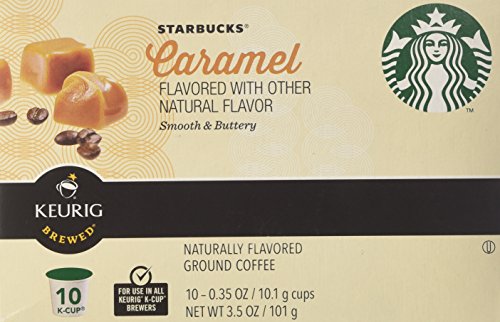 Starbucks Flavored Coffee K-Cup Pods, Caramel Flavored Coffee, Made without Artificial Flavors, Keurig Genuine K-Cup Pods, 10 CT K-Cups/Box (Pack of 1 Box)