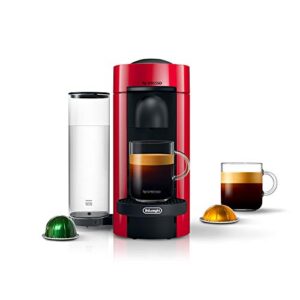 nespresso vertuoplus coffee and espresso machine by de'longhi, 5 fl.oz. cherry red