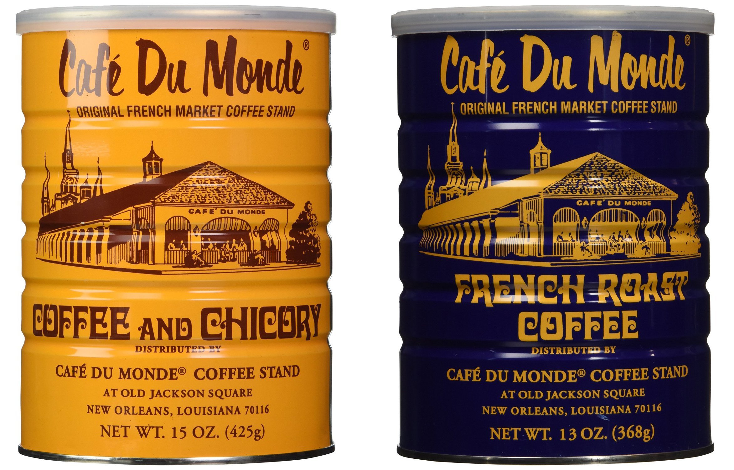 Cafe Du Monde Coffee and Chickory and French Roast Bundle. New Orleans Coffee Bundle Includes One 15 ounce Original Coffee And One 13 Ounce