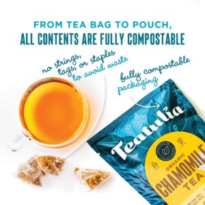 Teatulia Organic Chamomile Tea Bags (50 Pyramid Teabags) Whole Flower | 100% Compostable | Sustainably Grown In Egypt