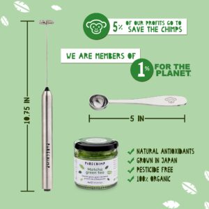 PureChimp Modern Matcha Set – Starter Kit with Electric Matcha Whisk, 50 Grams of Japanese Matcha, and Stainless Steel Measuring Spoon