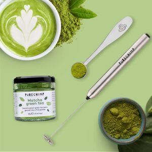 PureChimp Modern Matcha Set – Starter Kit with Electric Matcha Whisk, 50 Grams of Japanese Matcha, and Stainless Steel Measuring Spoon