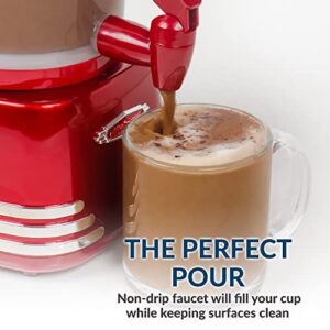 Nostalgia Retro Frother and Hot Chocolate Maker and Dispenser, 32 Oz, for Coffees, Lattes, Cappuccinos, Red