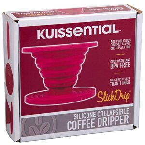 Kuissential SlickDrip- Collapsible, Reusable Silicone Coffee Dripper- Filter Cone- Easy Manual Coffee Brew Maker- Makes 1 to 2 cups of Strong Brew Flavor- For Hiking, Camping, Home, Office