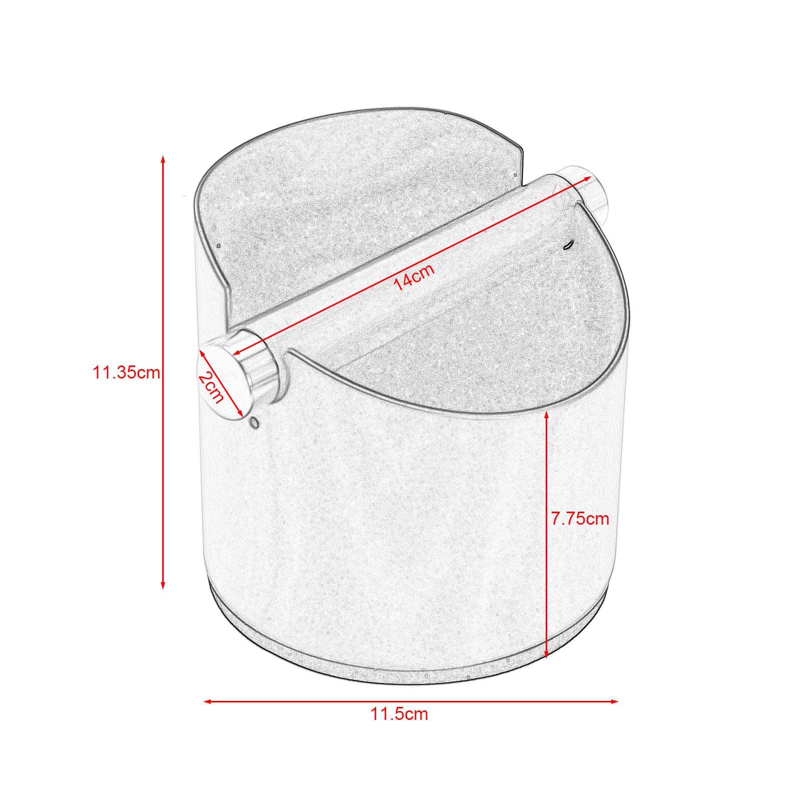 DIBTSA Espresso Knock Box, Stainless Steel Coffee Grounds Knock Box, With Removable Knock Bar and Non-Slip Rubber Base (Silver)