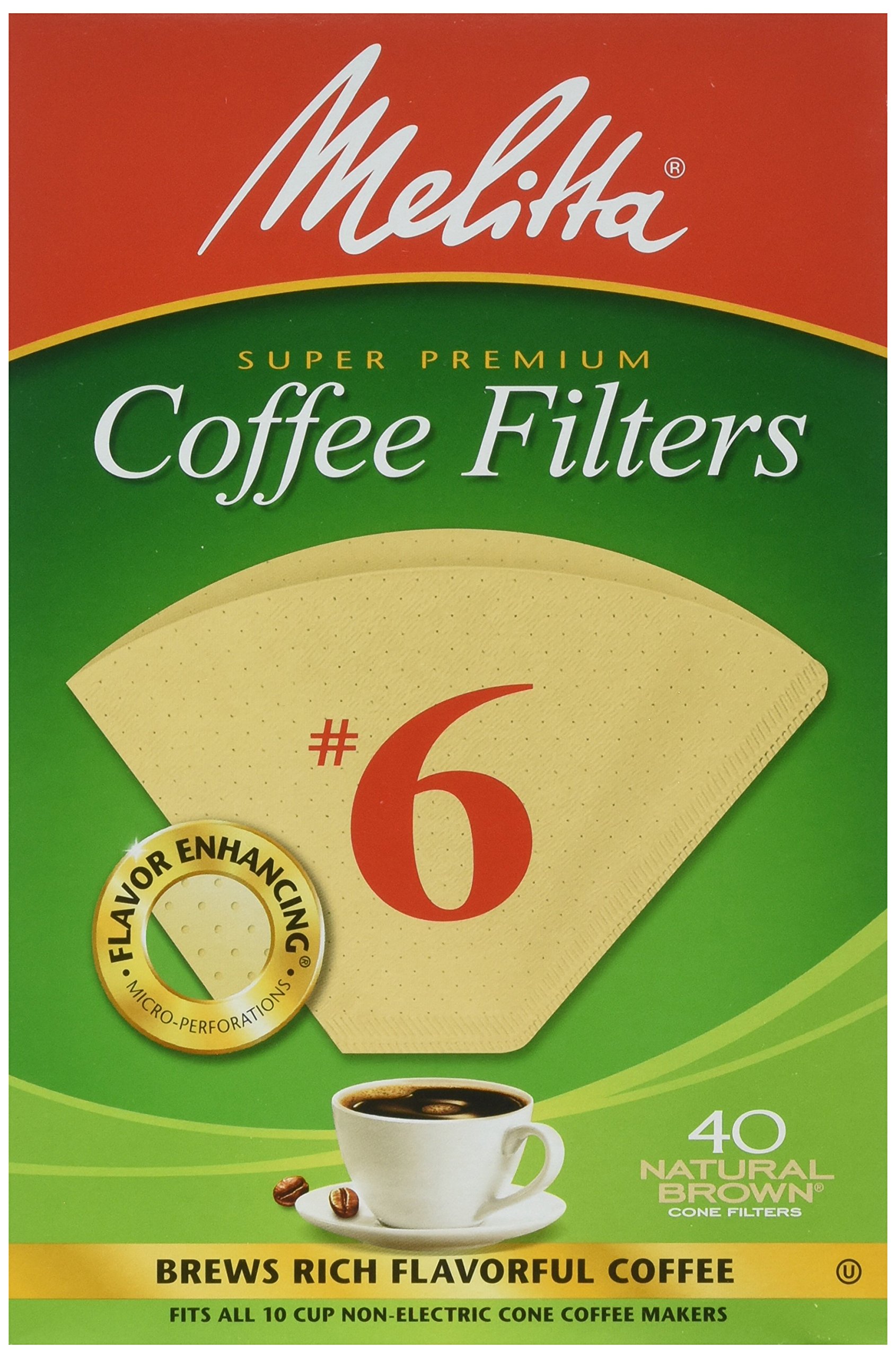 Melitta Cone Coffee Filters Number 6 40 Count (Pack of 2)