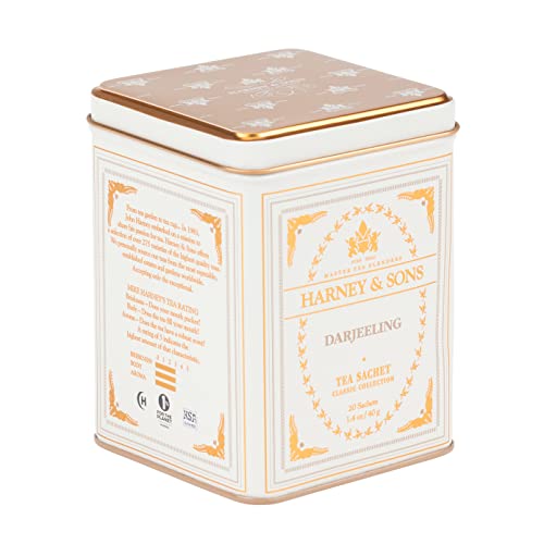 Harney & Sons Darjeeling Black Tea, 20 Sachets of Black Tea | Classic Collection, 20 sachet tin