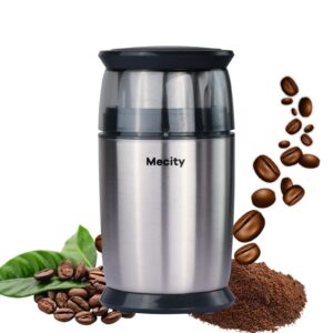 mecity electric coffee grinder fast grinder with 6 stainless steel blades for beans, condiment, pepper and salt, espresso ground coffee grinder, removable bowl, easy to clean, 200w