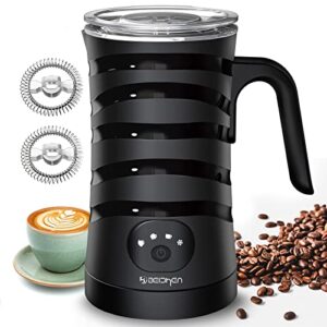 beichen milk frother 4-in-1 milk steamer, automatic hot and cold foam stainless steel maker milk coffee foamer with 2 whisks for latte cappuccinos, macchiato, hot chocolate milk