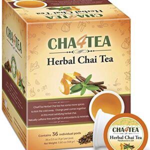 Cha4TEA 36-Count Herbal Chai Tea Pods for Keurig K-Cup Brewers