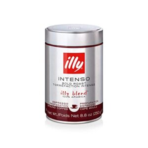 illy ground espresso intenso bold (dark) roast coffee, 8.8 oz (pack of 4)