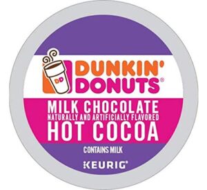 dunkin' donuts milk chocolate hot cocoa single serve k-cups for keurig brewers, 24 count