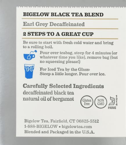 BigelowTea Earl Grey Tea (Decaffeinated), 20 Count(Pack of 1)