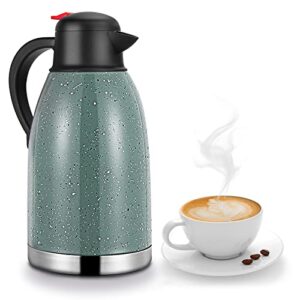 yummy sam thermal coffee carafe stainless steel 68oz(2 lifter) double walled vacuum coffee thermos water beverage dispenser 12 hour heat retention/24 hour cold retention (green)