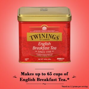 Twinings English Breakfast Tea, Loose Leaf - Traditional Caffeinated Black Tea in a Large Tea Tin, Gifts for Tea Lovers, 7.05 Oz