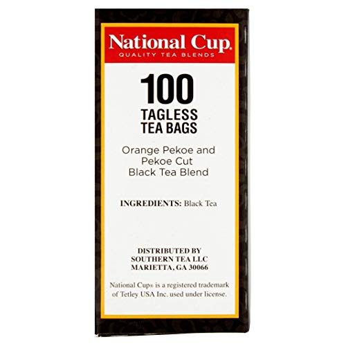 National Cup, Tagless Orange Pekoe and Pekoe Cut Black Tea Blend, Tea Bags, 100 Ct, Pack of 3