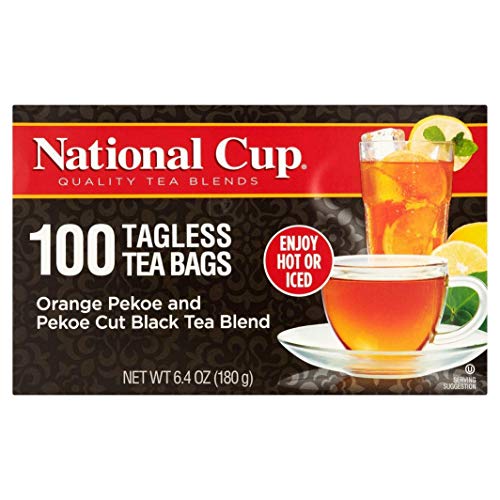 National Cup, Tagless Orange Pekoe and Pekoe Cut Black Tea Blend, Tea Bags, 100 Ct, Pack of 3