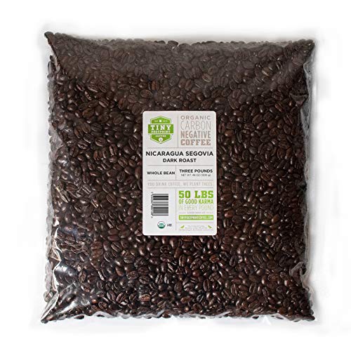 Tiny Footprint Coffee - Fair Trade Organic Nicaragua Segovia Dark Roast | Whole Bean Coffee | USDA Organic | Fair Trade Certified | Carbon Negative | 3 Pound