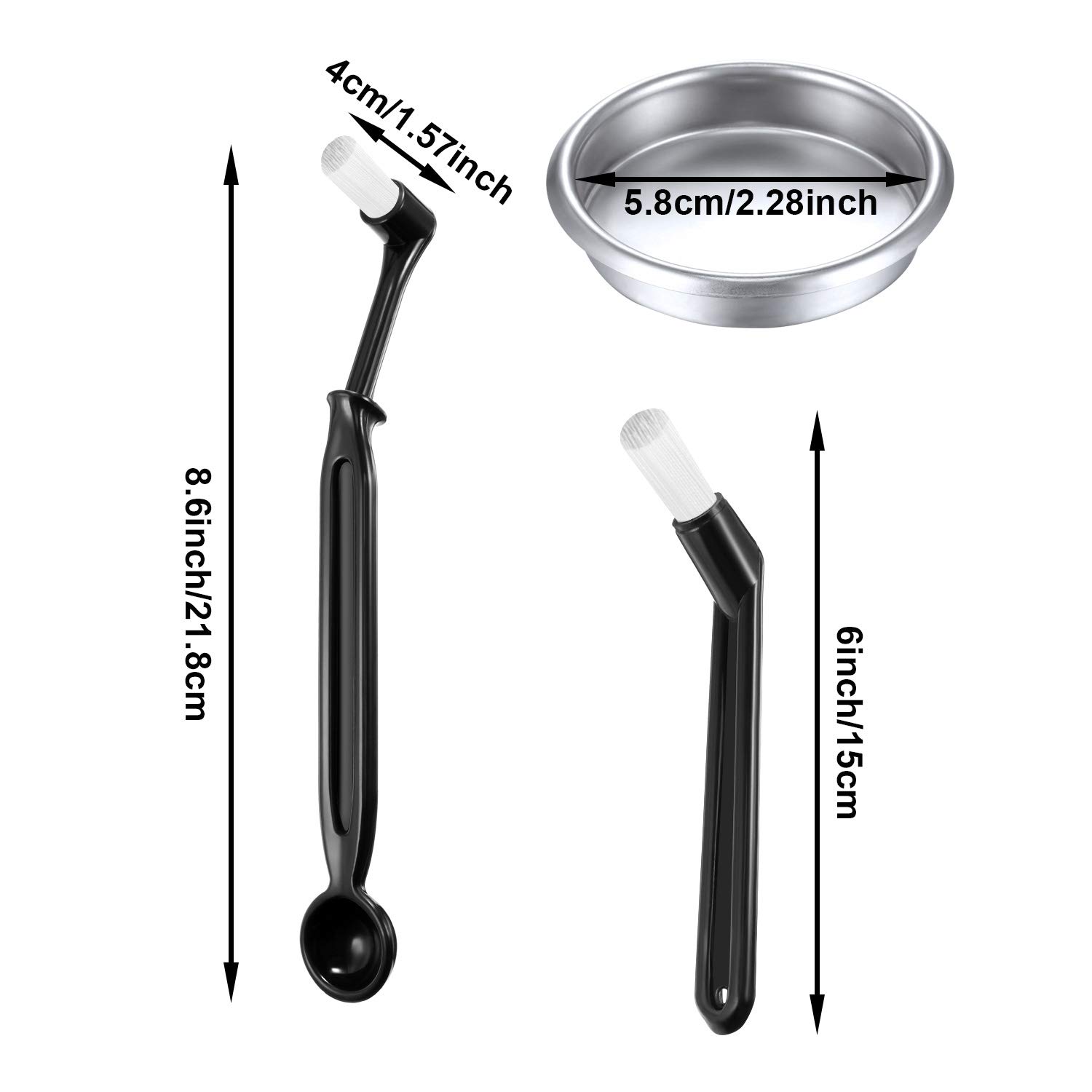 Zhehao Coffee Machine Brush Cleaner 4 Pieces Coffee Machine Brush with Spoon and 1 Piece 58 mm Stainless Steel Back Flush Insert Metal Blind Filter for Espresso Machine