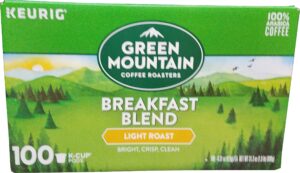 breakfast blend light roast k-cups coffee green mountain(100 x 0.31 oz), 31.3 ounce, 100 count