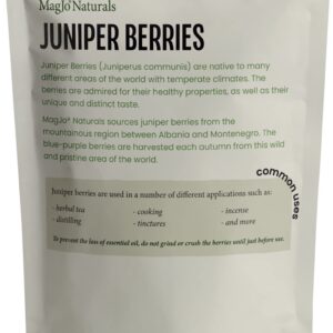 MagJo Naturals, Whole Dried Juniper Berries (1 Lb) Wild-Crafted, Bulk Whole Juniper Berry, herbal infusion, cooking meat, seasoning beef, pork, turkey brine, soups, syrups and tea, wildcrafted