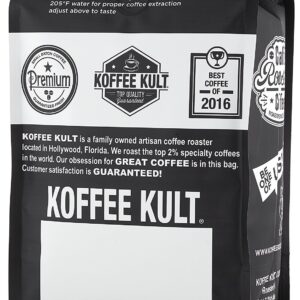 Koffee Kult Thunder Bolt Dark Roast Coffee Beans, Whole Bean, Fresh Roasted, 100% Arabica Robust Blend of Colombian And Brazil Whole Beans Bulk 32oz