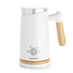 starument electric milk frother - automatic milk foamer & heater for coffee, latte, cappuccino, other creamy drinks - 4 settings for cold foam, airy milk foam, dense foam & warm milk - easy to use