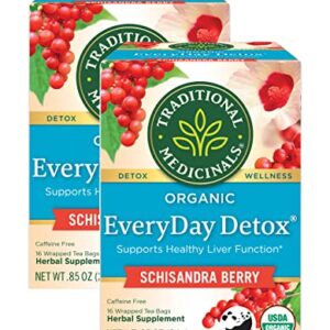 Traditional Medicinals Organic EveryDay Detox Schisandra Berry Detox Tea, 16 Tea Bags (Pack of 2)