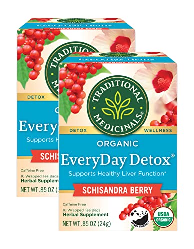 Traditional Medicinals Organic EveryDay Detox Schisandra Berry Detox Tea, 16 Tea Bags (Pack of 2)