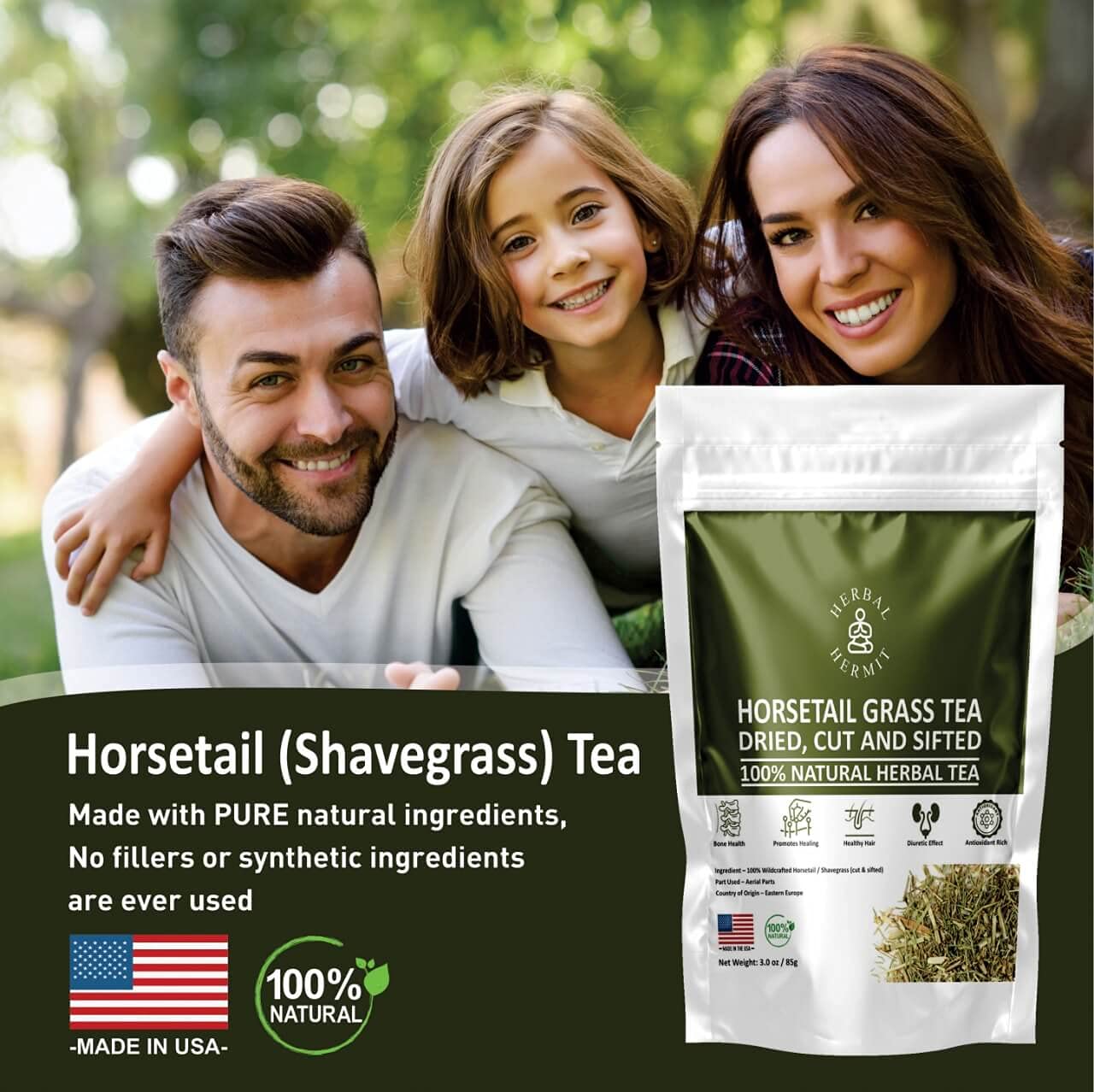 Horsetail Herb Tea for Healthy Urinary Tract, Cola de Caballo Hierba Te Shavegrass Herb | Dried Leaves, Cut and Sifted| 3oz (85 grams)| Made in USA