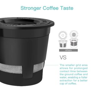 Reusable K Cups for Keurig, EZBASICS Reusable Coffee Filters Refillable Single Serve Coffee Maker, 3-Pack of Reusable Coffee Pods, Black