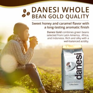 Danesi Caffe Italian Coffee Beans (Whole Roasted Coffee Beans for Espresso) - Espresso Coffee Beans (Medium Roast Whole Bean) Coffee Bean - Coffee Beans Espresso - Coffee Whole Bean - GOLD (2.2lb)