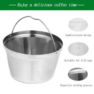 Stainless Steel Reusable Coffee Filters Basket 8-12 Cup Sturdy Permanent Coffee Filter fit for Mr. Coffee Black & Decker Coffee Makers