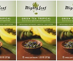 Mighty Leaf Green Tea, Tropical, 15 Pouches (Pack of 3)