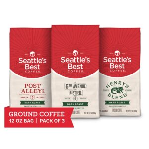 seattle's best coffee dark roast ground coffee variety pack | 12 ounce bags (pack of 3)