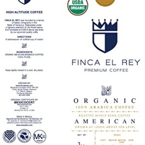 Finca El Rey, Organic Coffee Beans Whole, Veracruz Mexico Single Origin, Coffee Whole Beans, Whole Bean Coffee Medium Roast Coffee, Coffee Organic, Expresso Beans, Certified USDA Organic, 1LB Bag