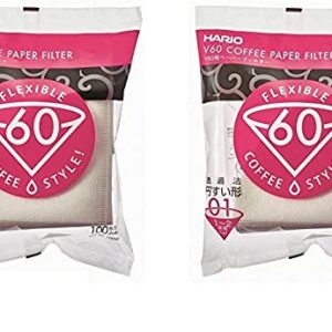 [2pcs Set] Hario V60 Misarashi Coffee Paper Filter (Size 01, 100 Count, White) 200 Total