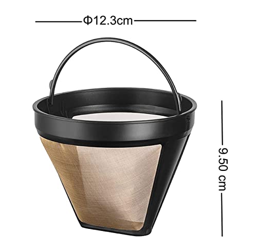 NRP Taller #4 Gold-tone Permanent Coffee Filter Compatible for KRUPS SAVOY, Braun, DeLonghi 12 cup Coffeemaker & More