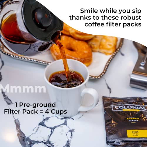 Colonial Coffee Roasters In-Room Hotel Ground Coffee Filter Portion Packs, Dark Roast, 0.50 Ounce (Pack of 150), Use with 4-Cup Drip Coffee Machine