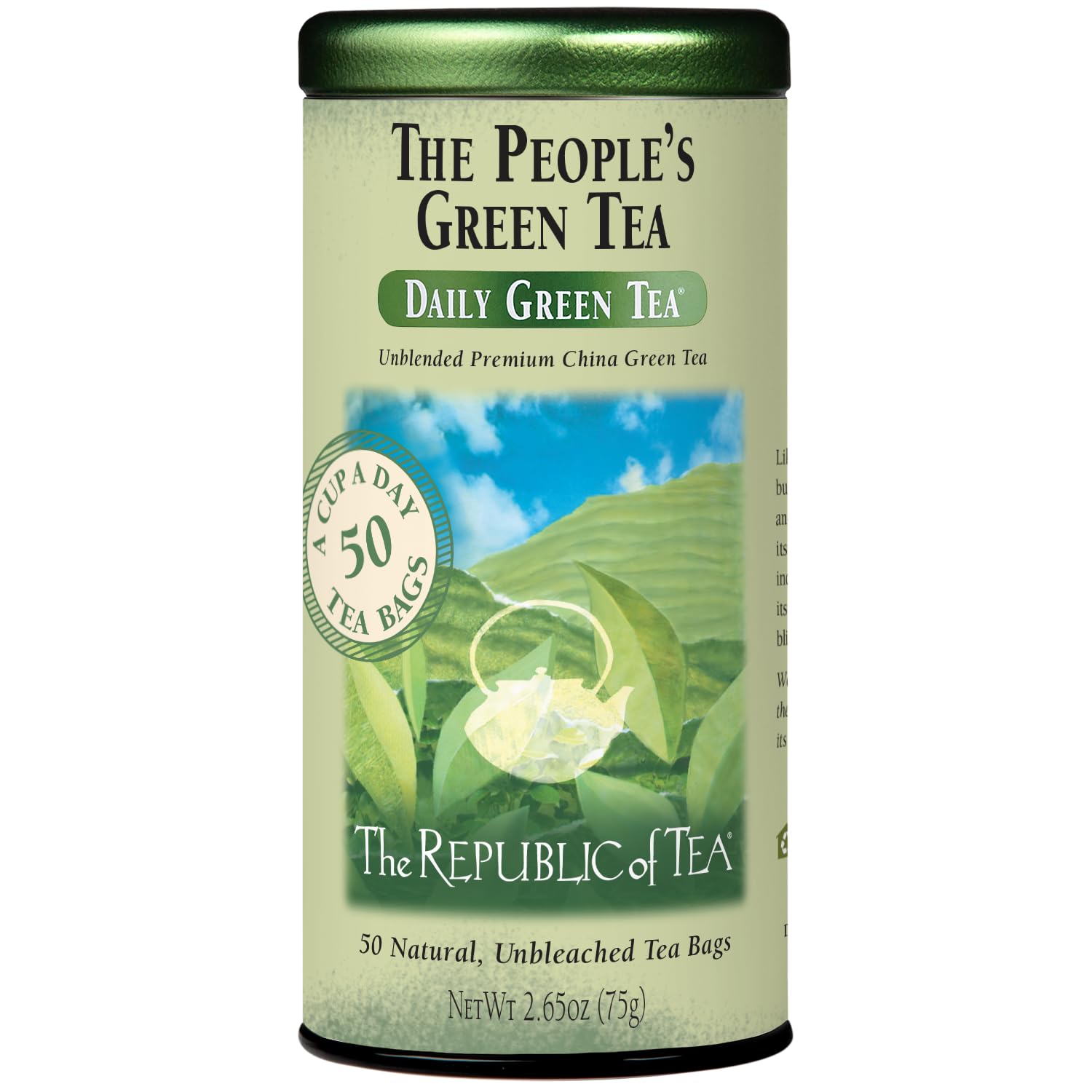 The Republic of Tea - The Peoples Green Tea, 50 Tea Bags, Tin | Gourmet Tea | Caffeinated