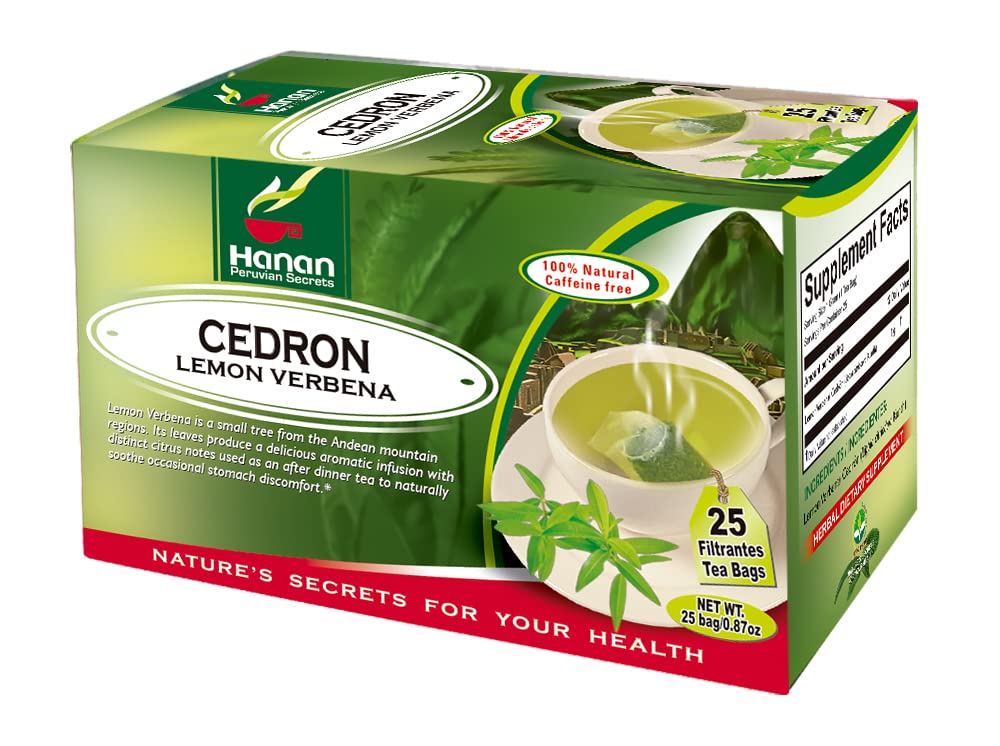 Lemon Verbena 25 Teabags of Cedron Herbal Tea All Natural Lemon Beebrush from Peru Used to Add Lemon Flavor in Cooking Perfumes Essential Oil