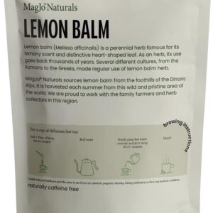 MagJo Naturals Lemon Balm Tea, Bulk Herbal Tea, Loose Leaf Melissa Officinalis, Caffeine Free, Cut and Sifted, 1 pound (16 ounces) (1 pack)