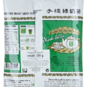 Number One Milk Green Tea Mix in Fine Loose Leaves with Mild Jasmine Flavor, Effortlessly Make Iced Thai Green Tea with Milk or Boba Tea, 70-Year-Old Traditional Brand from Thailand (7 oz Bag)