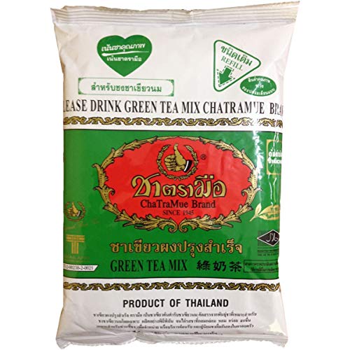 Number One Milk Green Tea Mix in Fine Loose Leaves with Mild Jasmine Flavor, Effortlessly Make Iced Thai Green Tea with Milk or Boba Tea, 70-Year-Old Traditional Brand from Thailand (7 oz Bag)