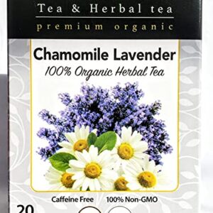 Organic Chamomile Tea with Lavender made with Pure Egyptian Chamomile & Lavender- 20 Organic Tea Bags Moksha Ayurveda